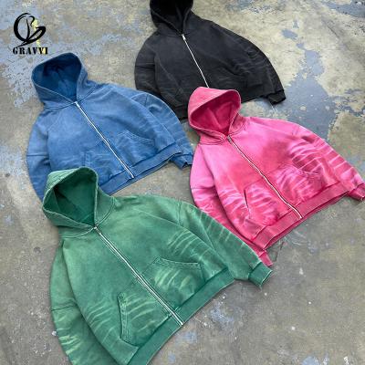 China Heavyweight Retro Sweatshirt Mens Fleece Streetwear Kangaroo Pocket Solid Color for sale