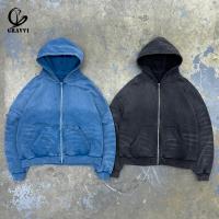 China Heavyweight Retro Sweatshirt Mens Fleece Streetwear Kangaroo Pocket Solid Color for sale
