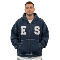 China Heavyweight Waffle Knit Zip up Hoodie Cotton Boxy Blank Streetwear for sale