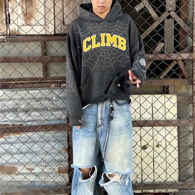 China Heavyweight 400gsm Sun Faded DTG Hoodie Distressed Drop Shoulder Streetwear Pullover for sale