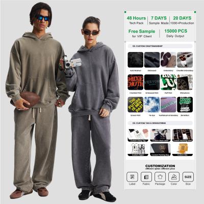 China Blank Grey Men Hoodies Sun Faded Acid Wash Distressed Streetwear Blank Oversized Hoodies for sale