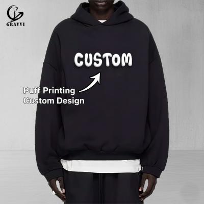 China Custom Heavyweight Blank Hoodie Fleece Oversized Puff Printing Streetwear Low MOQ for sale