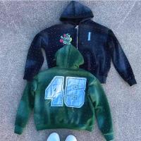 China Custom Bling Sweatshirts Acid Wash Men Hoodies 450GSM With Rhinestones for sale