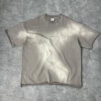 China Custom Mens Graphic T Shirts 100% Cotton Sun Faded Wash Distressed Vintage for sale