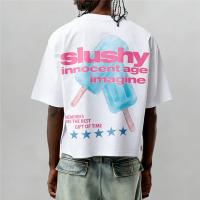 China Washed Black Graphic T Shirts Silk Screen Print Boxy Cropped Graphic Tshirts For Men for sale