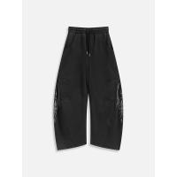 China Custom Logo Mens Joggers Streetwear Elastic Waist Cinch Black Sweatpants Streetwear for sale