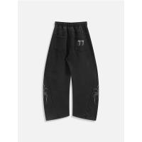 China Custom Logo Mens Joggers Streetwear Elastic Waist Cinch Black Sweatpants Streetwear for sale