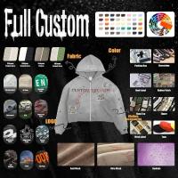 China Men Blank Hoodies Cropped Zip Up Hoodies Vintage Wash Custom Patch Pearl Embellished Streetwear for sale