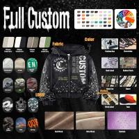 China Custom Full Zip Hoodie Cotton Boxy Distressed Rhinestone Retro Style Graphic for sale