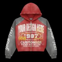 China Acid Wash Cool Hoodies Zip Up Patchwork Rhinestone Hoodie Oversize Boxy Embroidery for sale
