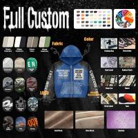 China Acid Wash Cool Hoodies Zip Up Patchwork Rhinestone Hoodie Oversize Boxy Embroidery for sale