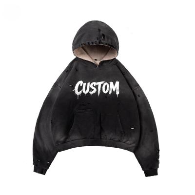 China 380gsm Men Hoodies Distressed Oversized Hoodies Vintage Acid Wash for sale