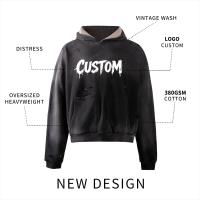 China 380gsm Men Hoodies Distressed Oversized Hoodies Vintage Acid Wash for sale