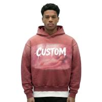 China Rhinestone Sleeve Men Hoodies Silk Screen Vintage Wash Hoodies Streetwear for sale