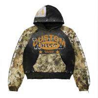 China Custom Camo Raglan Hoodie Rhinestone Vintage Streetwear Supplier for sale