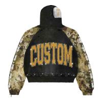 China Custom Camo Raglan Hoodie Rhinestone Vintage Streetwear Supplier for sale