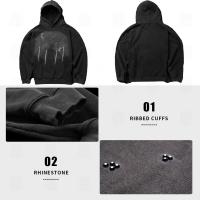 China Custom Rhinestone Digital Print Hoodies Oversized Streetwear OEM for sale