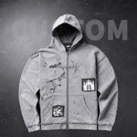 China Custom Distressed Zip Up Hoodie Vintage Wash Streetwear OEM for sale