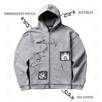 China Custom Distressed Zip Up Hoodie Vintage Wash Streetwear OEM for sale