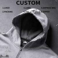 China Custom Distressed Zip Up Hoodie Vintage Wash Streetwear OEM for sale