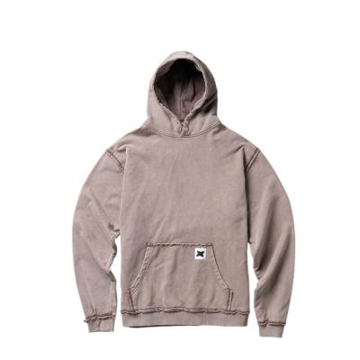 China Custom 100%Cotton Oversized Distressed Hoodie Vintage Wash Streetwear for sale