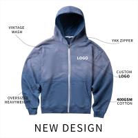 China Custom Heavyweight Oversized Acid Washed Zip Up Hoodies Streetwear for sale