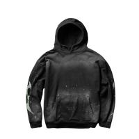 China Black Custom Vintage Sweatshirts Acid Wash Oversized Dropped Shoulder Hoodie for sale