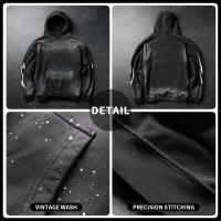 China Black Custom Vintage Sweatshirts Acid Wash Oversized Dropped Shoulder Hoodie for sale