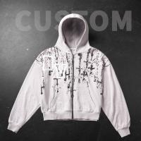 China Custom Embroidery Rhinestone Zip Up Hoodies Oversized Streetwear for sale