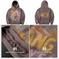China Custom Acid Wash Boxy Fit Digital Print Hoodies Streetwear for Men for sale