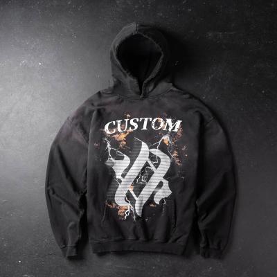 China Custom Distress Vintage Wash Oversized Graphic Hoodies Streetwear for sale