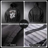 China Custom Distress Vintage Wash Oversized Graphic Hoodies Streetwear for sale