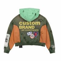 China Custom Distressed Acid Wash Oversized Zip Up Hoodies Streetwear OEM for sale