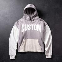 China Custom Silk Print Layered Boxy Fit Hoodies for Men Raw Hem Streetwear for sale