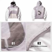 China Custom Silk Print Layered Boxy Fit Hoodies for Men Raw Hem Streetwear for sale