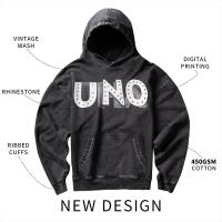 China Custom Silk Print Vintage Wash Rhinestone Hoodie for Men Streetwear for sale