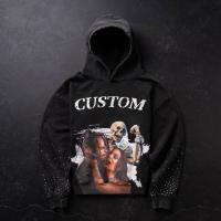 China Custom 450GSM Cotton Digital Print Rhinestone Hoodie Streetwear for sale