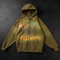 China Oversized Vintage Hoodies Zip Up Hoodie With Digital Print Distressing for sale