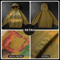 China Oversized Vintage Hoodies Zip Up Hoodie With Digital Print Distressing for sale
