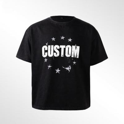 China Custom 260gsm Silk Print Oversized T Shirt Vintage Wash Streetwear for sale
