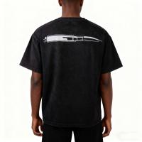 China Custom 260gsm Silk Print Oversized T Shirt Vintage Wash Streetwear for sale
