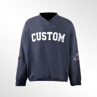 China Custom Silk Print Acid Wash Oversized V Neck Sweatshirt Streetwear for sale