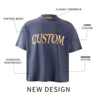 China Custom 260gsm Oversized Vintage Wash T Shirt Heavyweight Cotton for sale