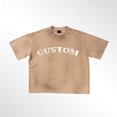 China Custom Silk Print Oversized Dirty Wash T Shirt Heavyweight Cotton OEM for sale
