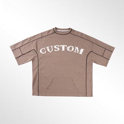 China Custom Oversized Cut & Sew Heavyweight T Shirt 280GSM Streetwear for sale