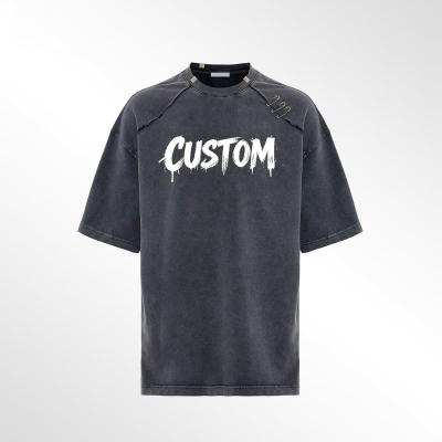China Custom Distressed Heavyweight Cotton T Shirts Vintage Wash Oversized Streetwear for sale