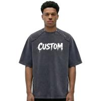 China Custom Distressed Heavyweight Cotton T Shirts Vintage Wash Oversized Streetwear for sale