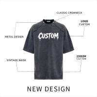 China Custom Distressed Heavyweight Cotton T Shirts Vintage Wash Oversized Streetwear for sale