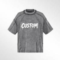 China 100% Cotton Men T Shirts Vintage Wash Grey 270GSM Cool Mens Shirts for sale