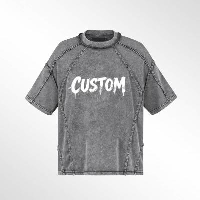 China 100% Cotton Men T Shirts Vintage Wash Grey 270GSM Cool Mens Shirts for sale